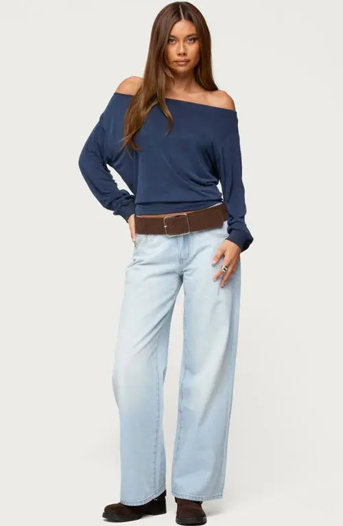 EDIKTED Nannie Off-the-shoulder Top - Navy