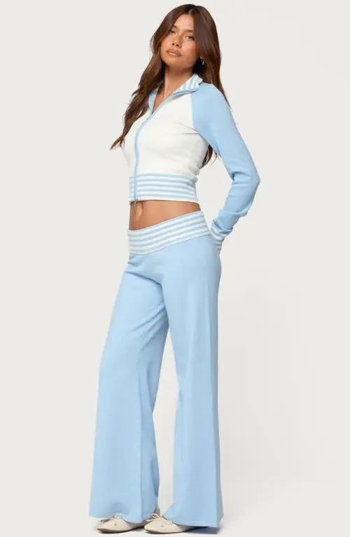 EDIKTED Clarisse Stripe Foldover Pants