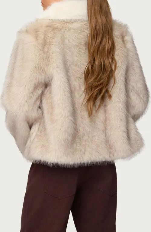 EDIKTED Faux Fur Jacket With Contrast Collar