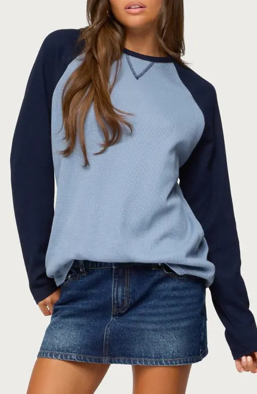 EDIKTED Oversized Waffle Knit Raglan Sleeve Top
