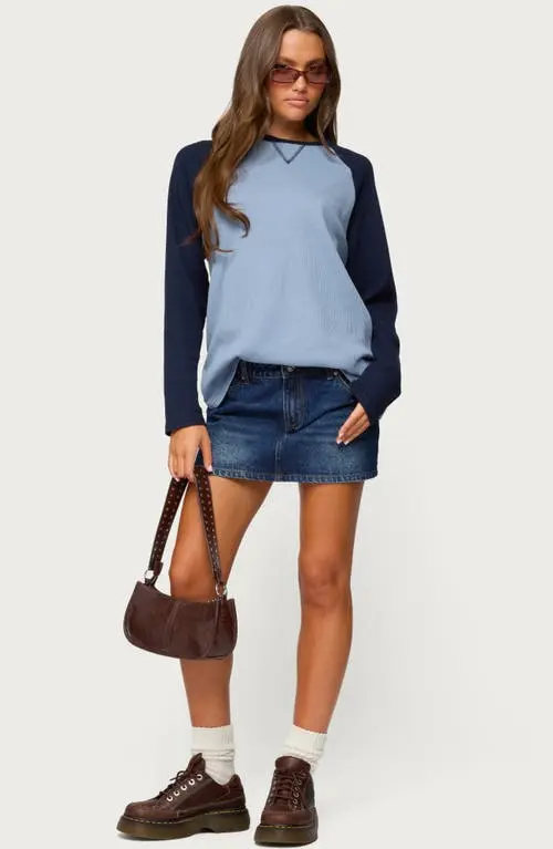 EDIKTED Oversized Waffle Knit Raglan Sleeve Top