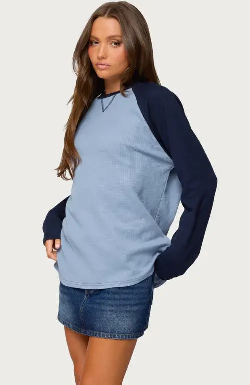EDIKTED Oversized Waffle Knit Raglan Sleeve Top