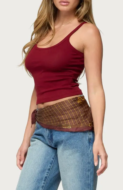 EDIKTED Stretch Cotton Camisole - Burgundy