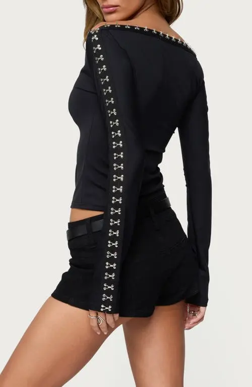 EDIKTED Cropped Stretch-nylon Top With Hook And Eye Trim