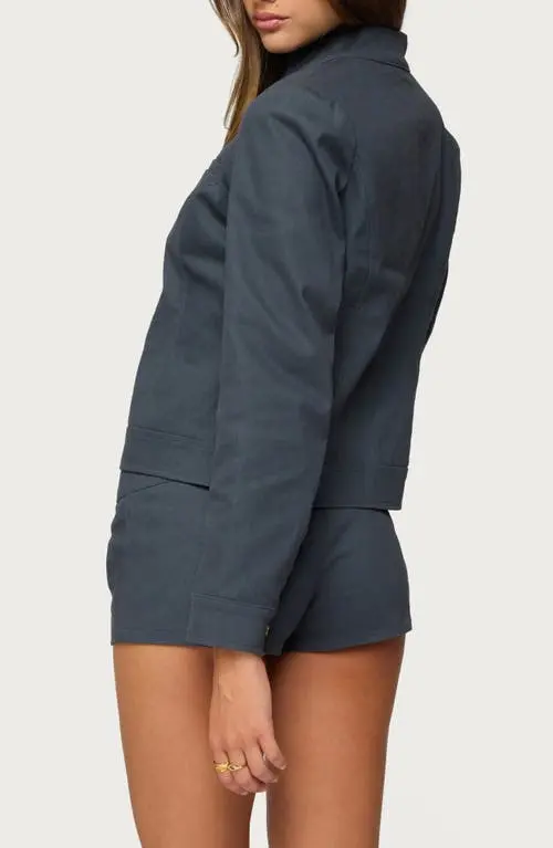 EDIKTED Woven Moto Jacket - Dark-gray