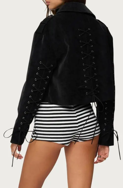 EDIKTED Faux Suede Biker Jacket