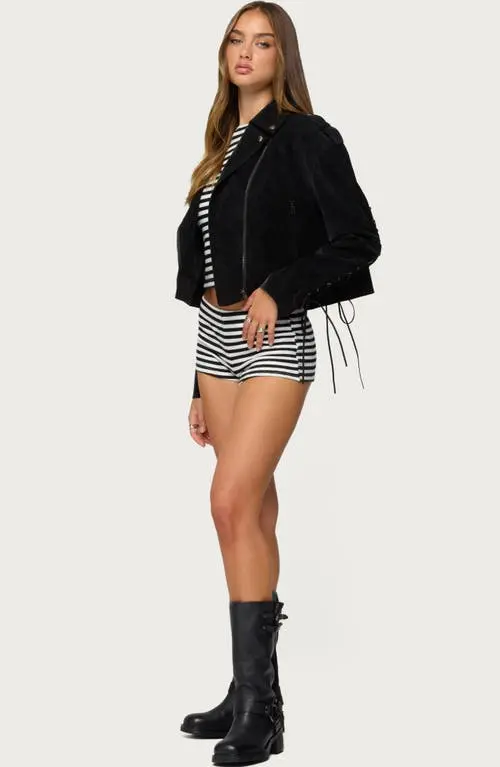 EDIKTED Faux Suede Biker Jacket