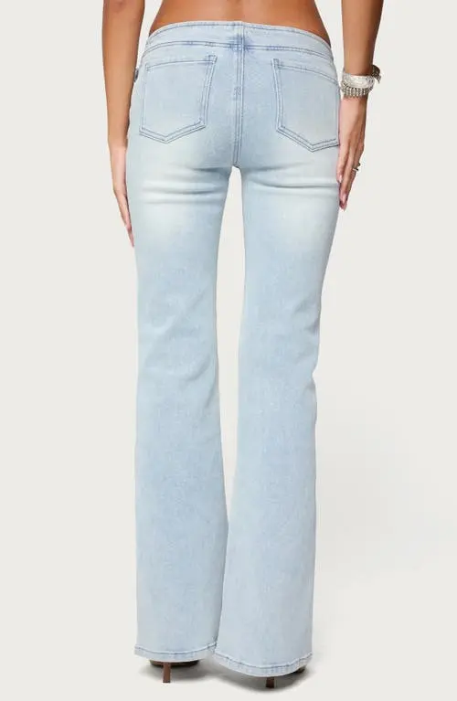 EDIKTED Kinza Belted Low Rise Flare Jeans - Light-blue