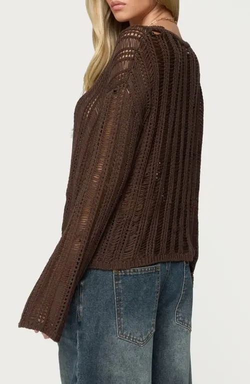 EDIKTED Jaide Sheer Ladder Open Stitch Sweater