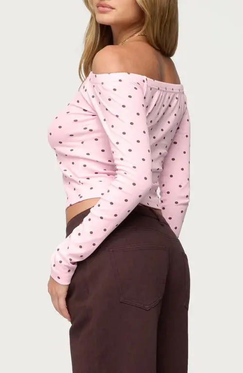 EDIKTED Polka Dot Off-the-shoulder Top