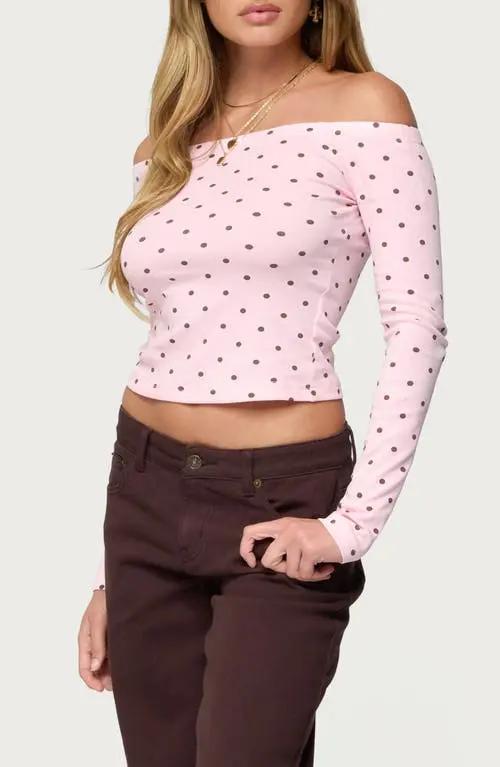 EDIKTED Polka Dot Off-the-shoulder Top