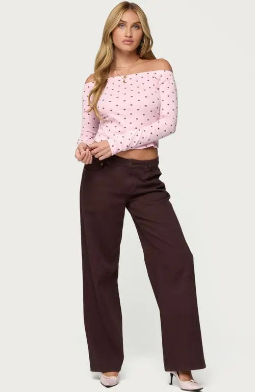 EDIKTED Polka Dot Off-the-shoulder Top
