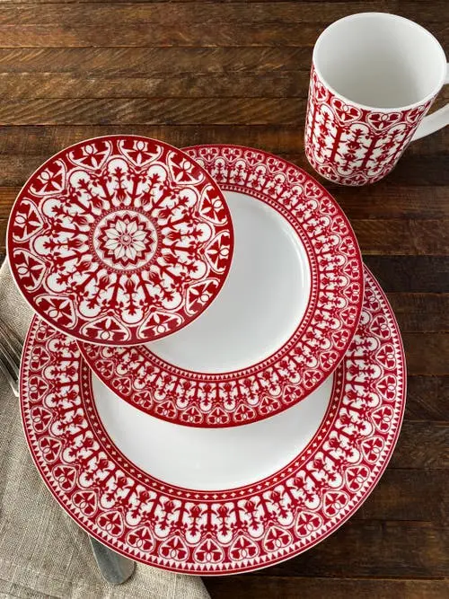 CASKATA Casablanca Crimson Mugporcelainset 4