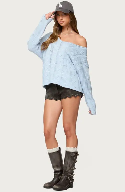 EDIKTED Zarina Studded Faux Suede Microshorts