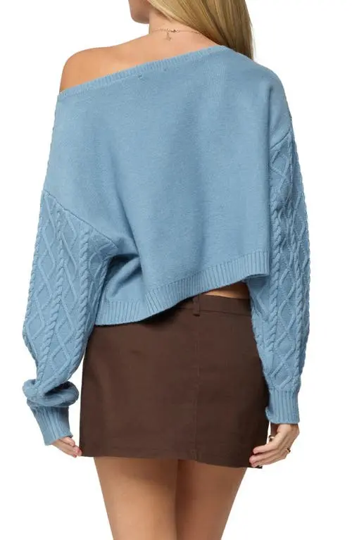 EDIKTED Cable Knit Off-the-shoulder Sweater