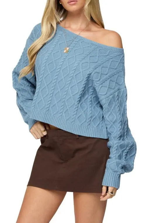 EDIKTED Cable Knit Off-the-shoulder Sweater