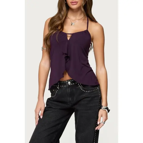 EDIKTED Lorenna Split Front Halter Top