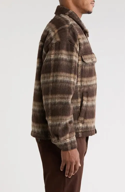 Bp. Brushed Plaid Flannel Shirt Jacket - Brown Torte Clark Plaid