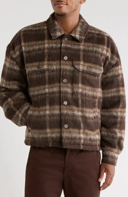 Bp. Brushed Plaid Flannel Shirt Jacket - Brown Torte Clark Plaid