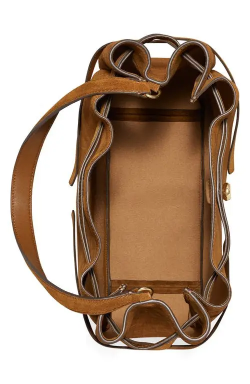 Tory Burch Romy Suede Bucket Bag - Caramel