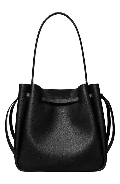 Tory Burch Large Romy Pebble Leather Bucket Bag - Black