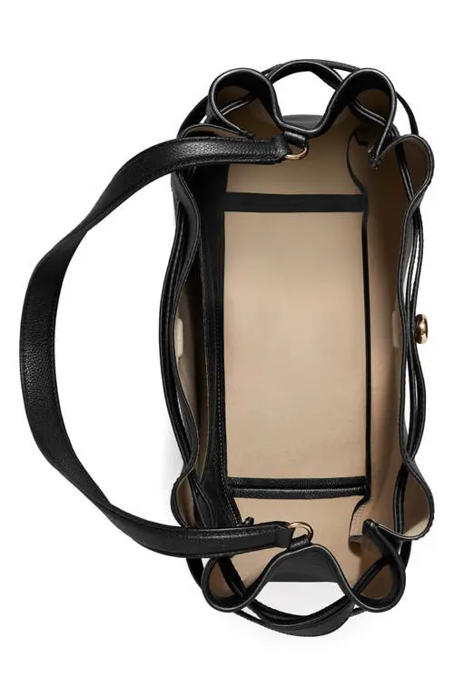 Tory Burch Large Romy Pebble Leather Bucket Bag - Black