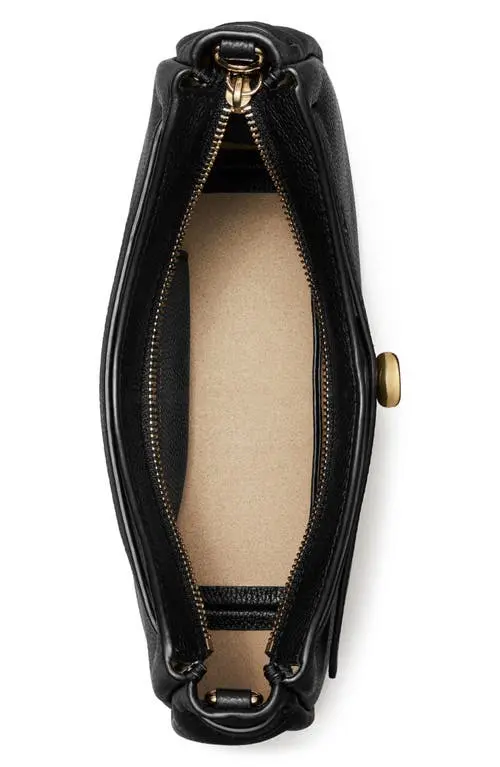 Tory Burch Romy Zip Top Leather Crossbody Bag - Black