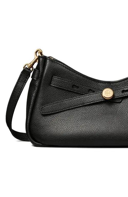 Tory Burch Romy Zip Top Leather Crossbody Bag - Black