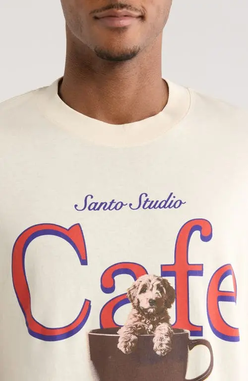 SANTO STUDIO Maple Café Cotton Graphic T-shirt