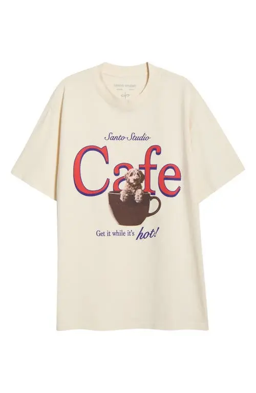 SANTO STUDIO Maple Café Cotton Graphic T-shirt
