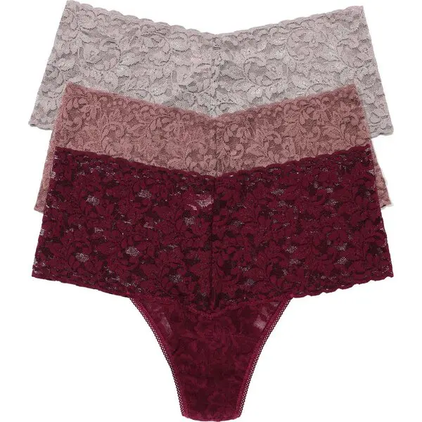 Hanky Panky Holiday Assorted 3-pack Retro Thongs - Dried Cherry/artichoke/steel