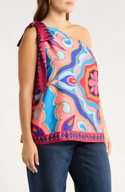 SUGARLIPS Abstract Print One-shoulder Top