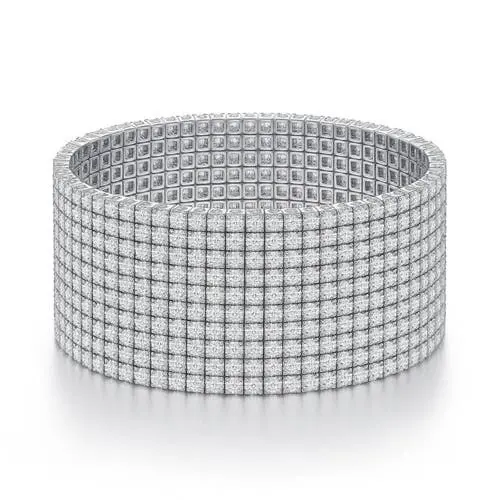 DONATELLO GIAN Crystal Tennis Stretch Bracelet - Silver