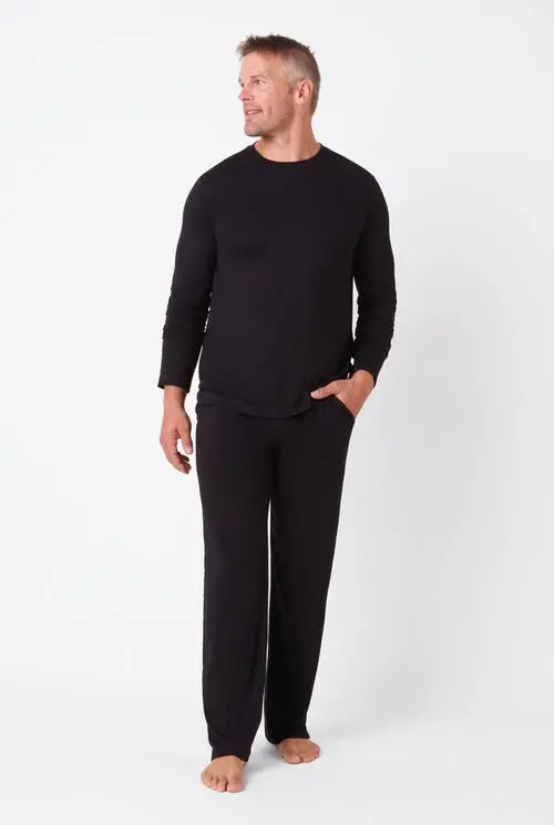THE CAT'S PAJAMAS Pima Jersey Pullover Pajama Set - Black