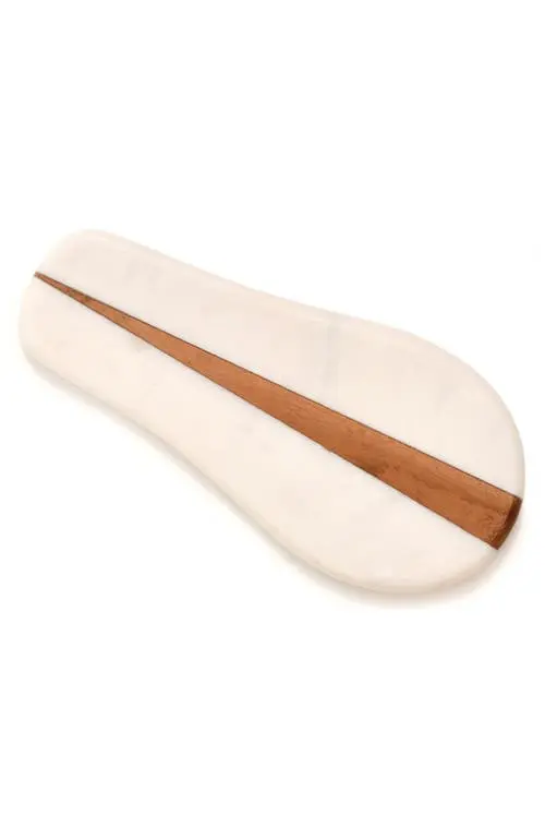 VERVE CULTURE Marble And Wood Spoon Rest - White