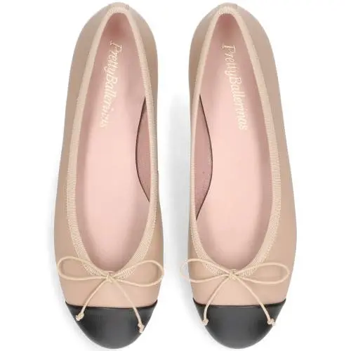 Pretty Ballerinas Toecap Ballerina Flat - Beige-black