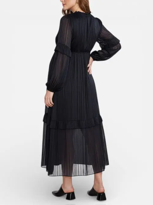Motherhood Maternity V-neck Long Sleeve Tiered Maxi Dress - Black