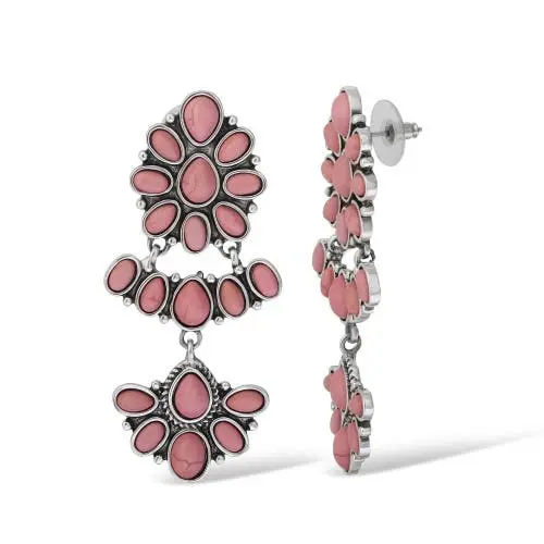 Jessica Simpson Floral Stone Drop Earrings