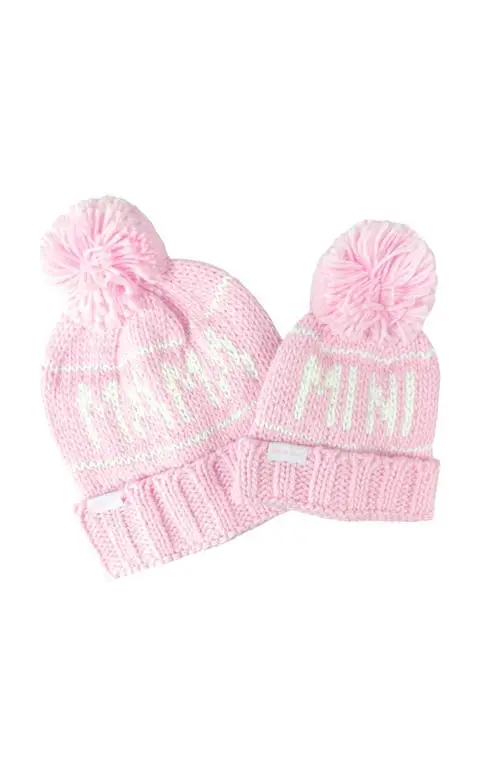 BITS & BOWS Knit Bobble Hat Bundle - Pink