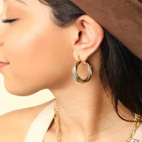 Jessica Simpson Twisted Hoop Earrings - Gold