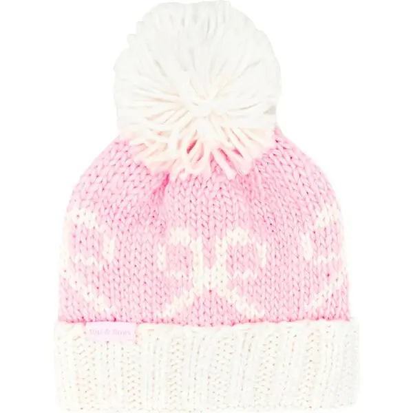 BITS & BOWS Knit Bows Bobble Beanie - Pink