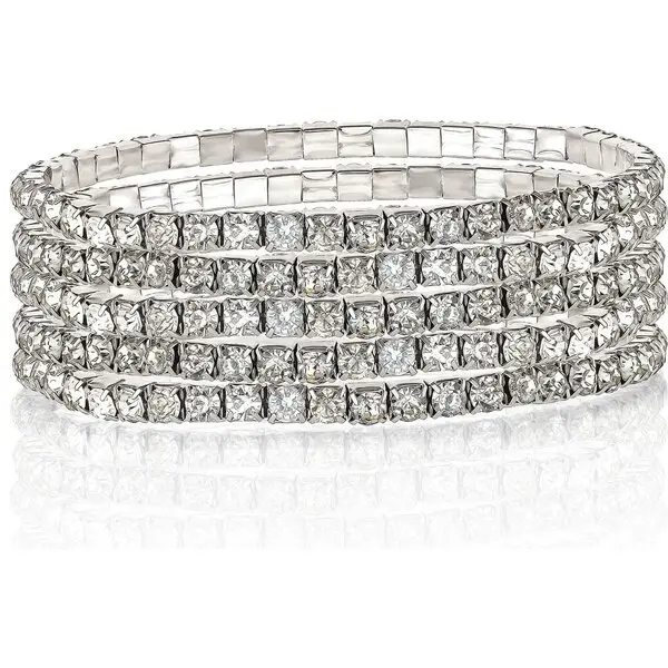 Jessica Simpson Fashion Rhinestone 5-piece Bracelet Set - Silver