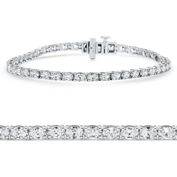BLISS DIAMOND 4 1/2ct Oval Cut Lab Grown Diamond Tennis Bracelet - 14k White Gold