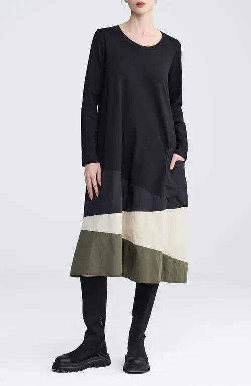 LUUKAA Colorblock Jersey Midi Dress