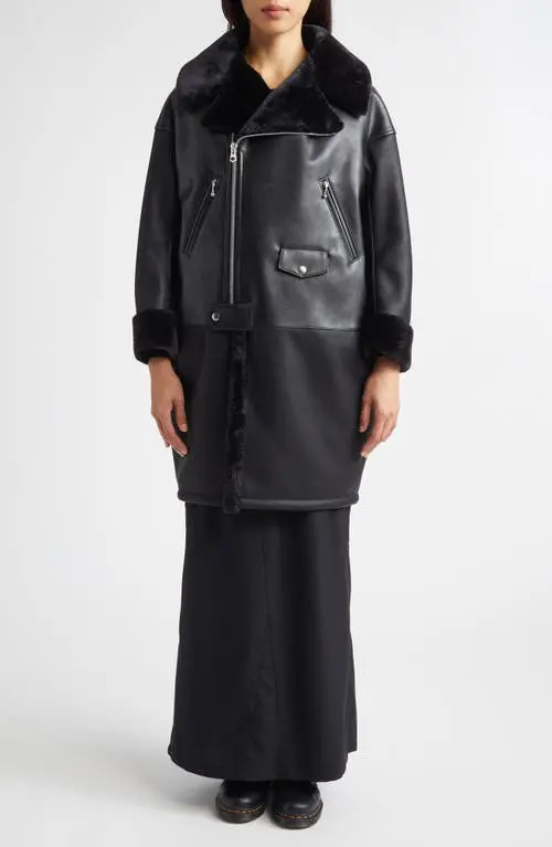 Junya Watanabe Faux Leather And Faux Fur Coat