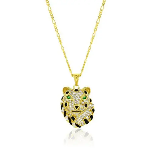 DONATELLO GIAN Crystal Tiger Pendant Necklace - Gold