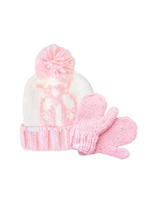 BITS & BOWS Ballet Knit Hat And Mittens Set - Pink