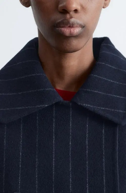 & Other Stories Chalk Stripe Wool Blend Cocoon Jacket