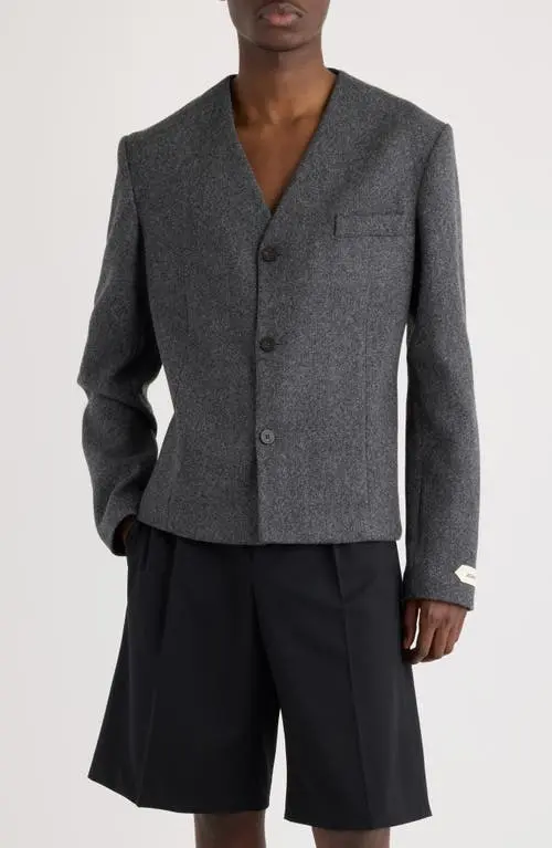 Jacquemus La Veste Sera Fitted Collarless Blazer - Dark Grey