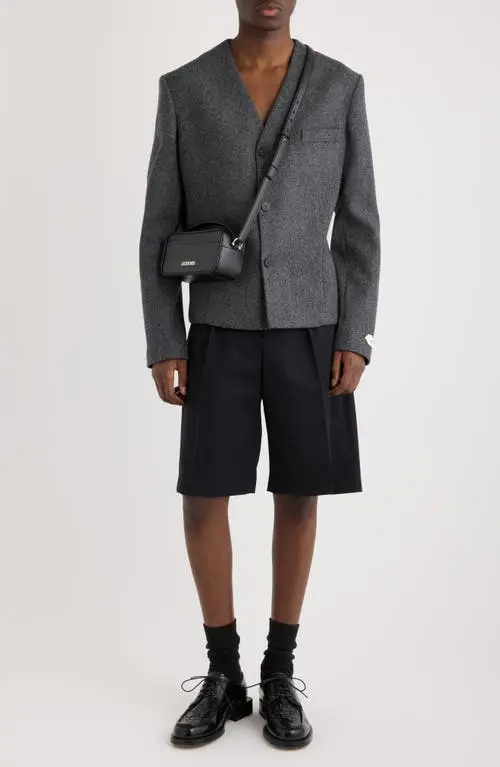 Jacquemus La Veste Sera Fitted Collarless Blazer - Dark Grey